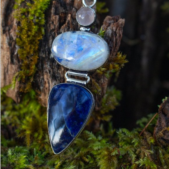 Jewelry | Rose Quartz Rainbow Moonstone Sodalite Trio Necklace | Poshmark